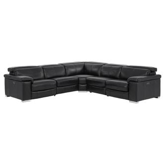 Charlie Black Leather Power Reclining Sectional with 5PCS 2PWR El Dorado Furniture