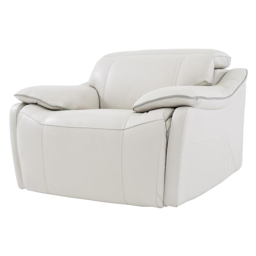 Austin Light Gray Leather Power Recliner | El Dorado Furniture