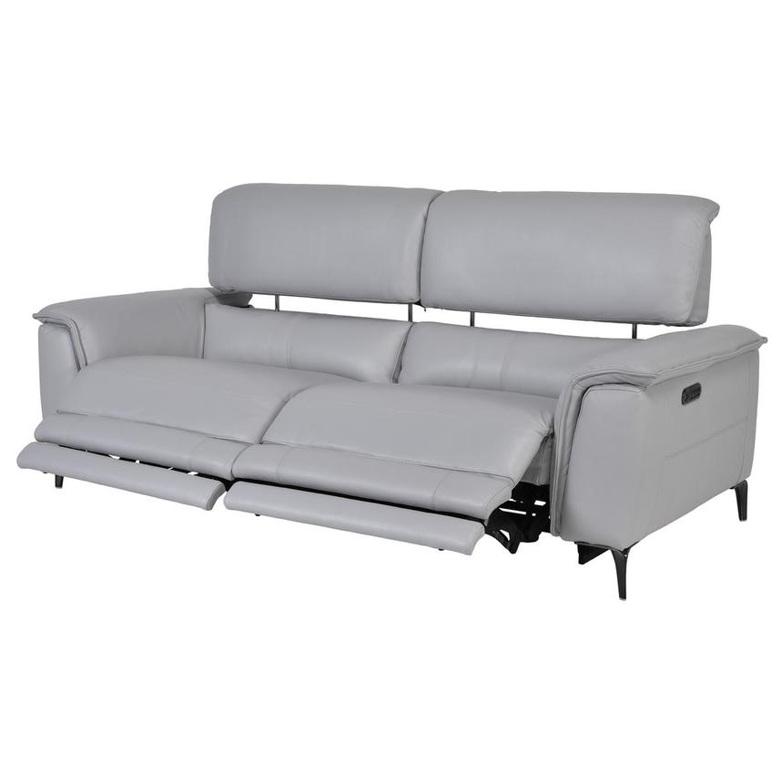 Clayton Light Gray Leather Power Reclining Sofa | El Dorado Furniture
