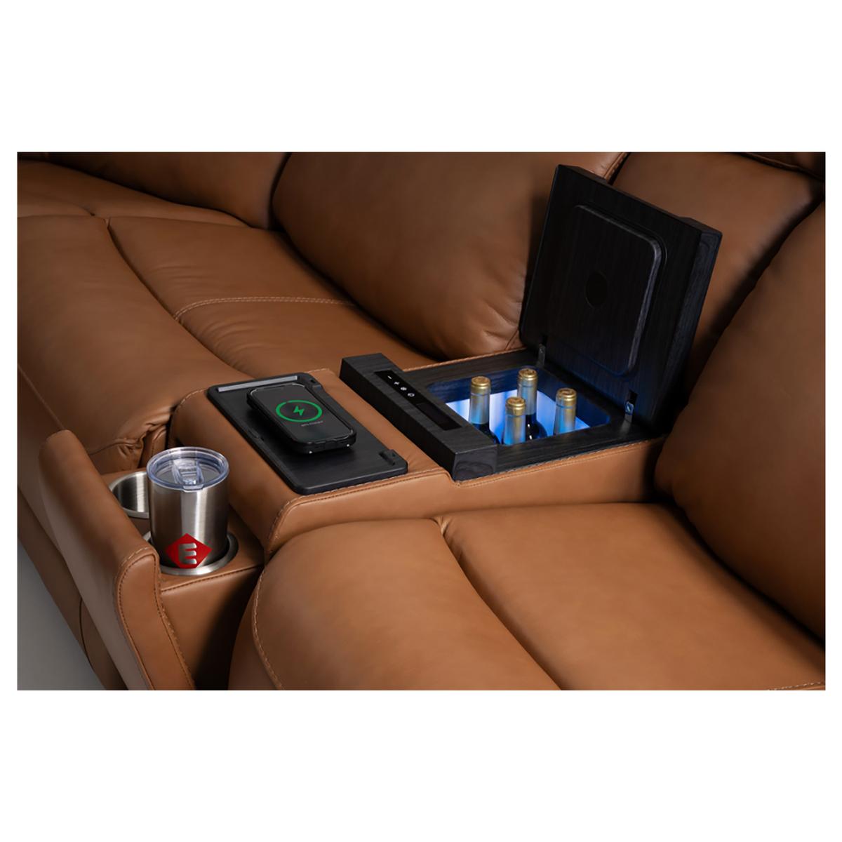 Venus 6PCS/3PWR Leather Power Reclining Sectional w/Beverage Cooler ...